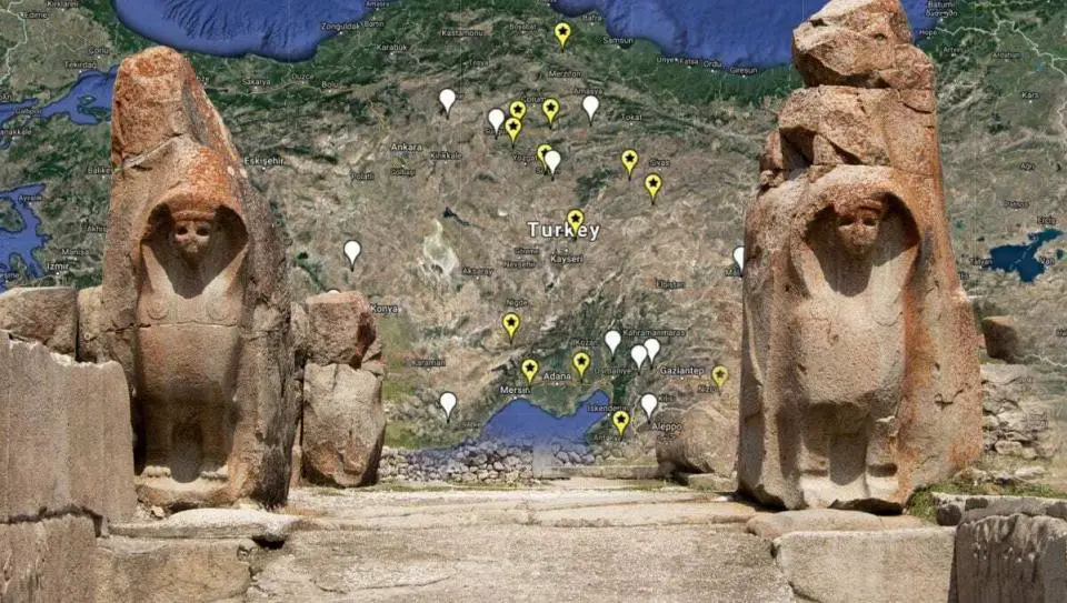 Cities and settlements of the Hittites - Map