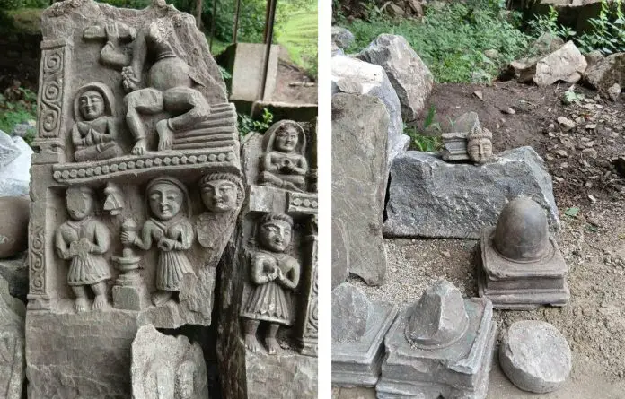 Hindu idols and Shiva Lingams found in submerged structure
